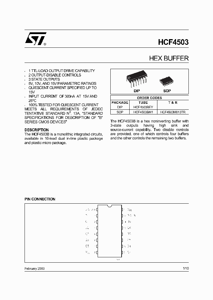 HCF4503_306823.PDF Datasheet Download --- IC-ON-LINE