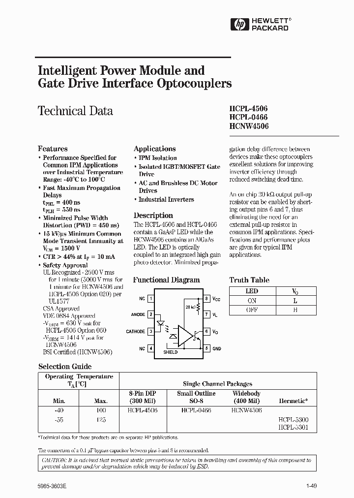 HCPL-4506_88706.PDF Datasheet Download --- IC-ON-LINE