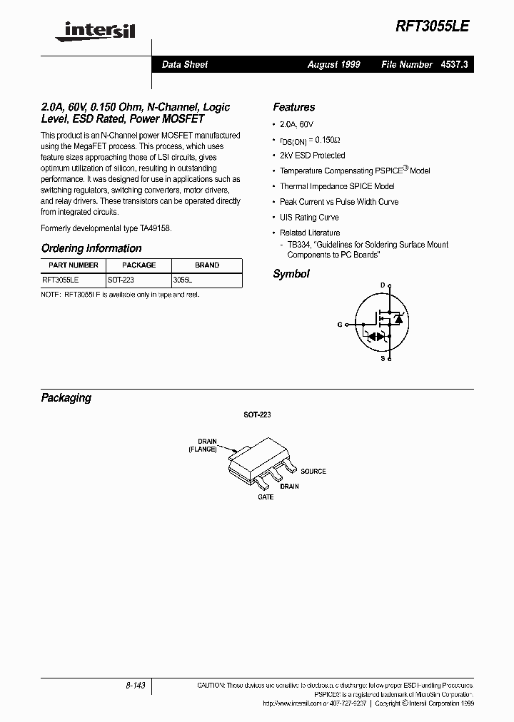 RFT3055_161694.PDF Datasheet Download --- IC-ON-LINE
