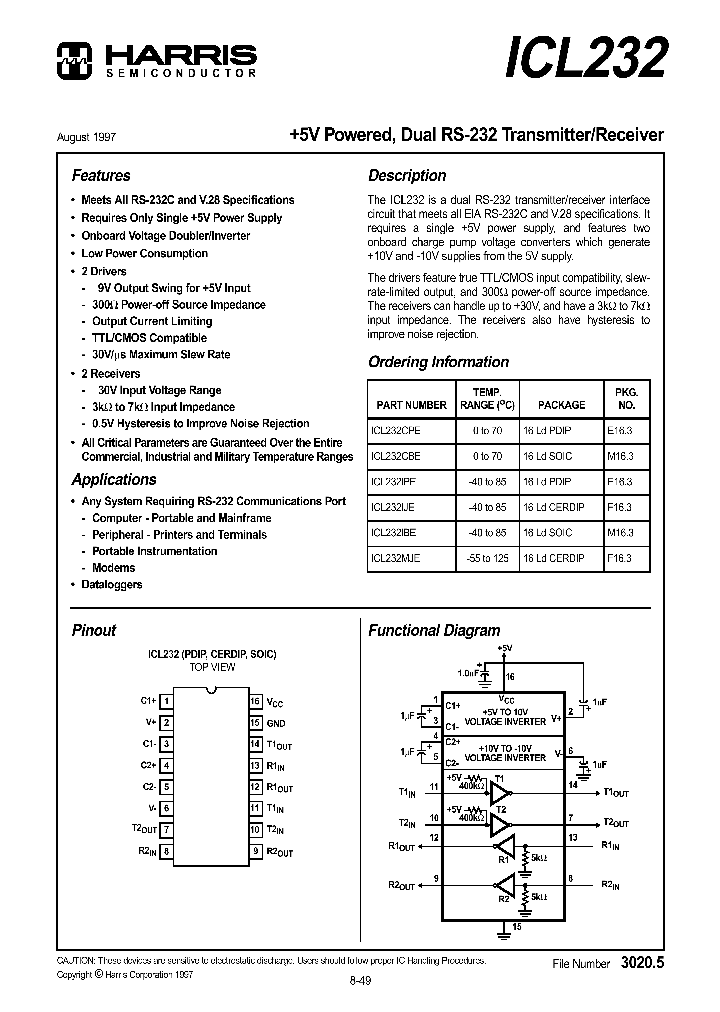 ICL232_306873.PDF Datasheet Download --- IC-ON-LINE