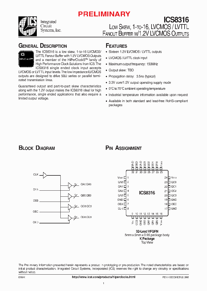ICS8316AK_363401.PDF Datasheet Download --- IC-ON-LINE