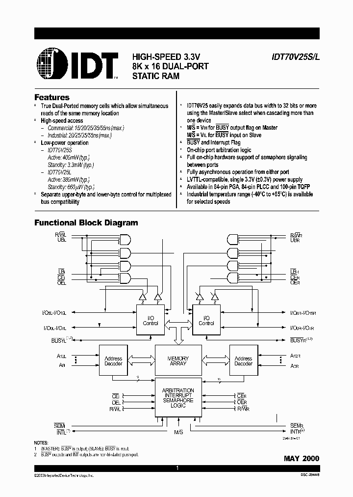IDT70V25SL_328080.PDF Datasheet Download --- IC-ON-LINE