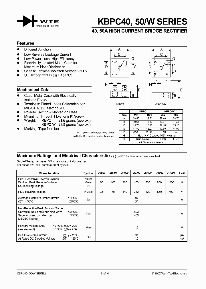 KBPC4004_159971.PDF Datasheet Download --- IC-ON-LINE