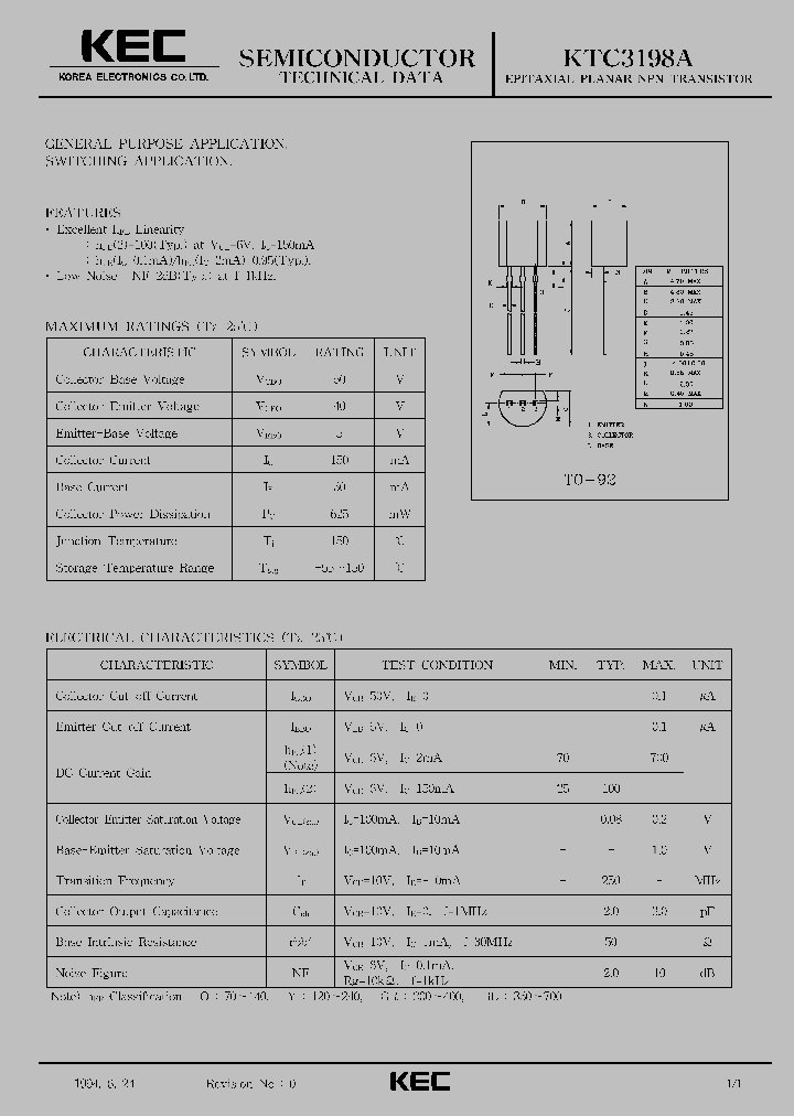 KTC3198A_370732.PDF Datasheet Download --- IC-ON-LINE