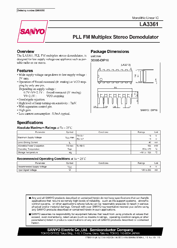 LA3361_181135.PDF Datasheet Download --- IC-ON-LINE