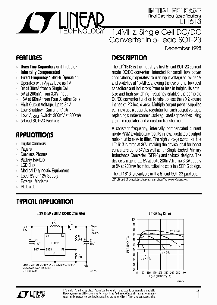 LT1613_308743.PDF Datasheet Download --- IC-ON-LINE