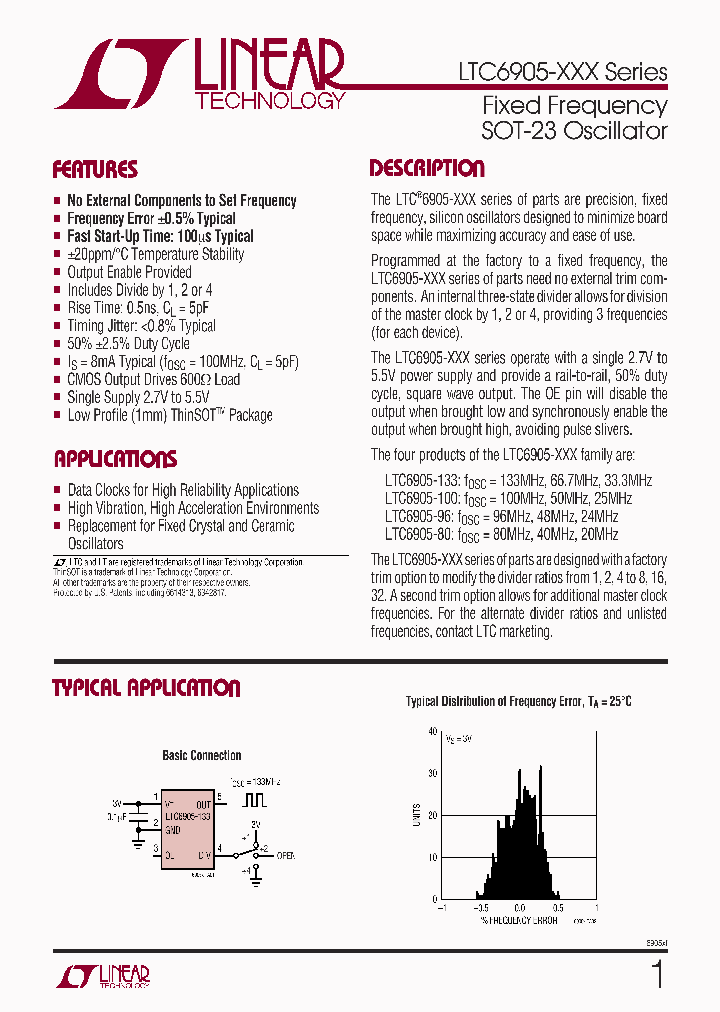 LTC6905-XXXSERIES_196527.PDF Datasheet Download --- IC-ON-LINE