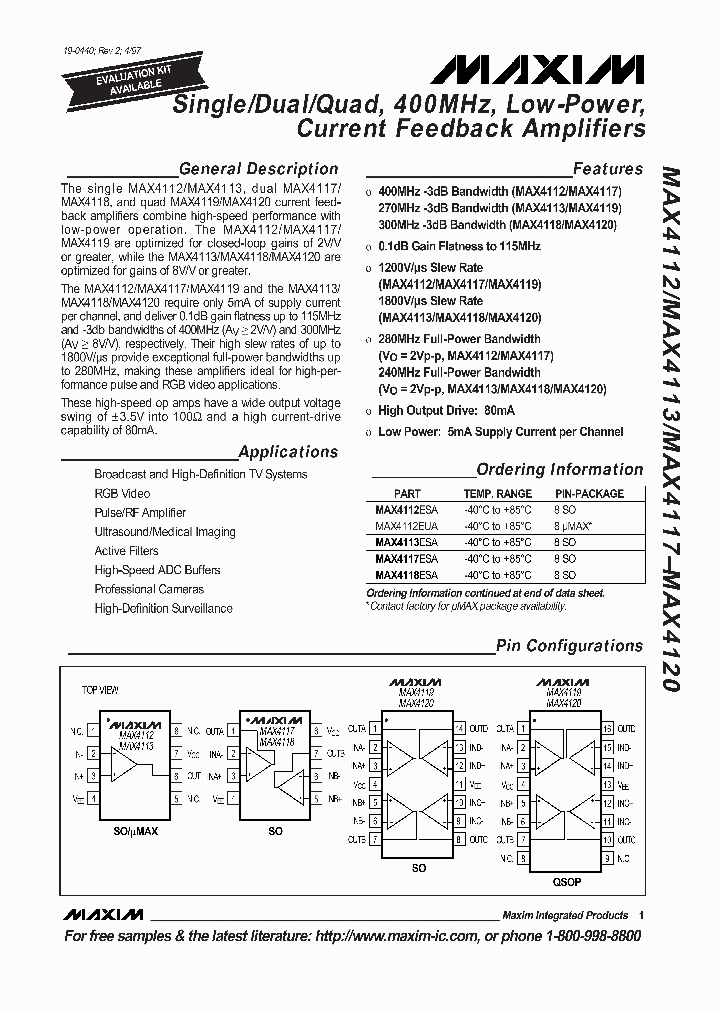 MAX4120_89512.PDF Datasheet Download --- IC-ON-LINE