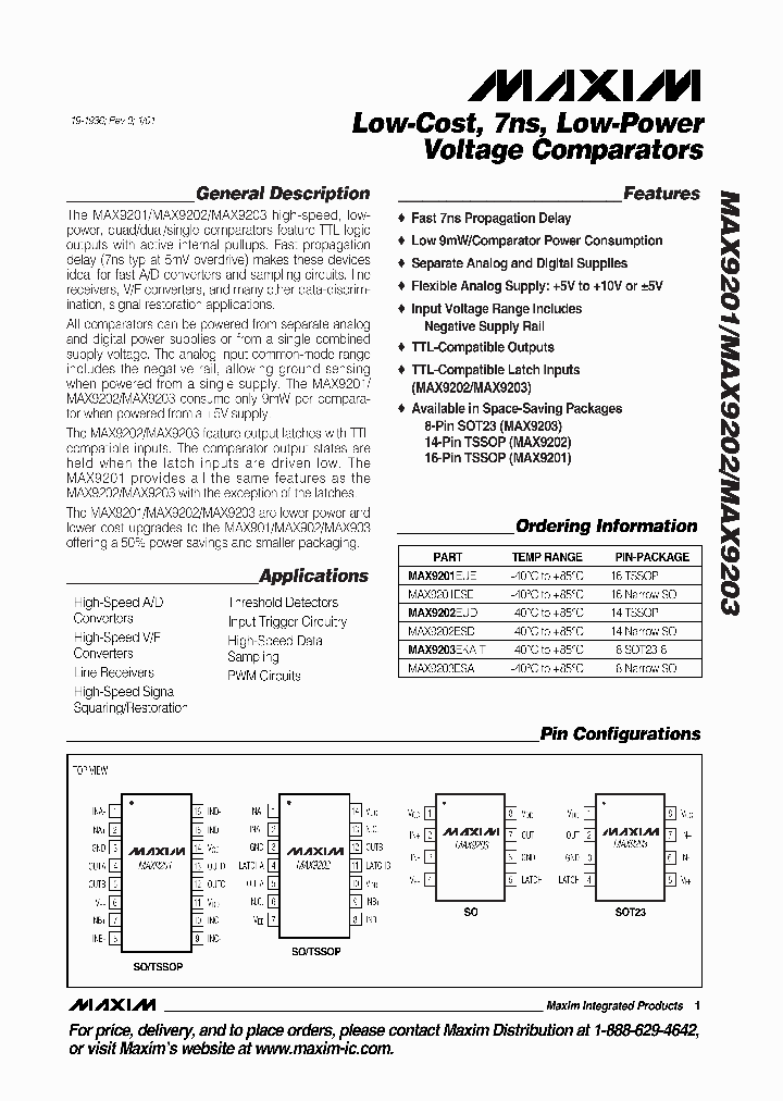 MAX9202_181503.PDF Datasheet Download --- IC-ON-LINE