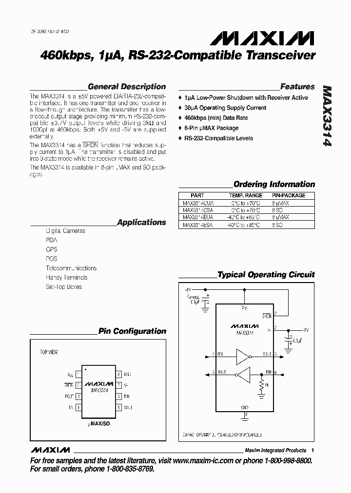 MAXIM_196394.PDF Datasheet Download --- IC-ON-LINE