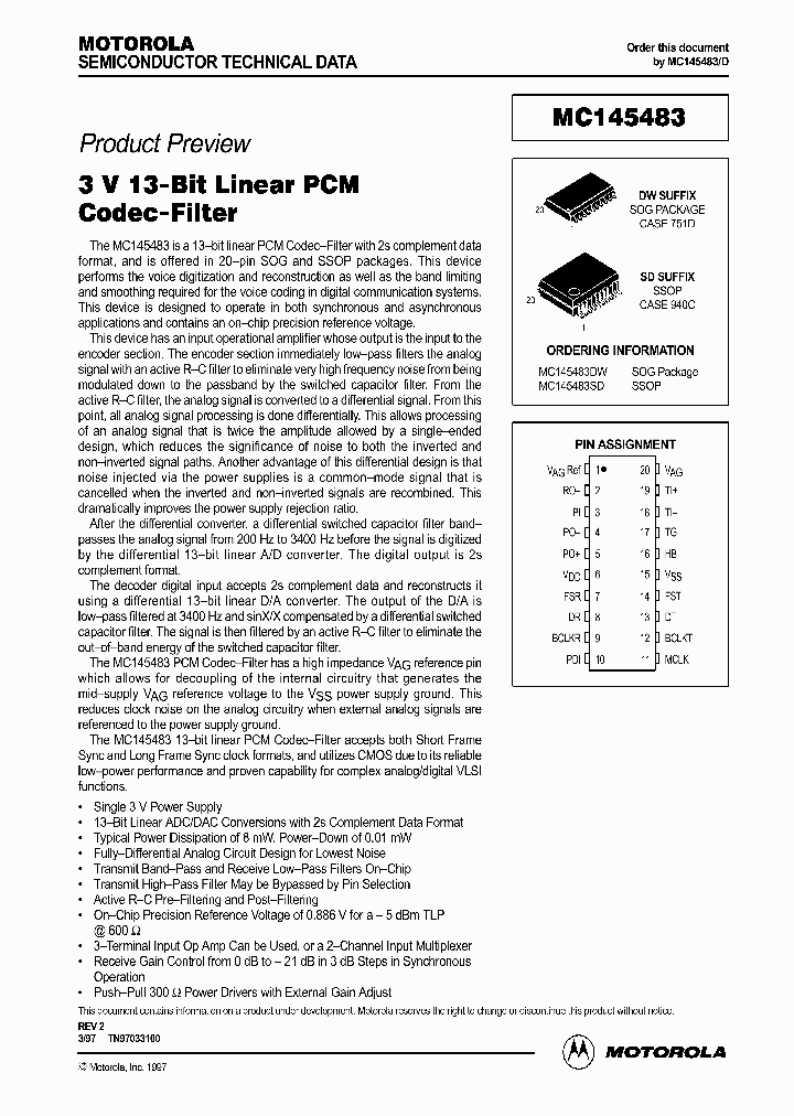MC145483_30827.PDF Datasheet Download --- IC-ON-LINE