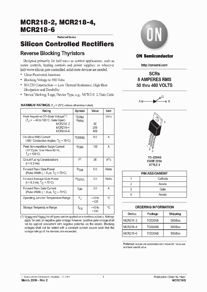 MCR218-2_317445.PDF Datasheet Download --- IC-ON-LINE