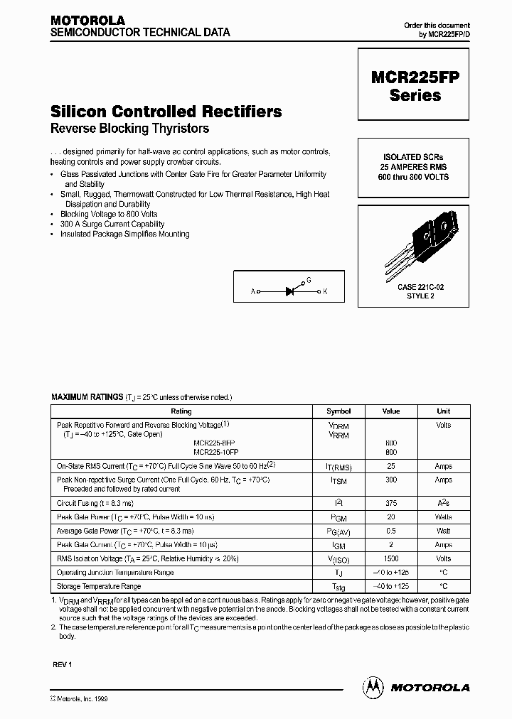 MCR225FPD_366961.PDF Datasheet Download --- IC-ON-LINE