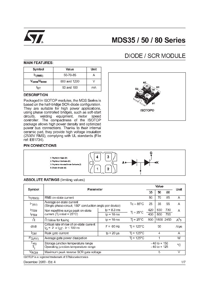 MDS80-1200_144523.PDF Datasheet Download --- IC-ON-LINE