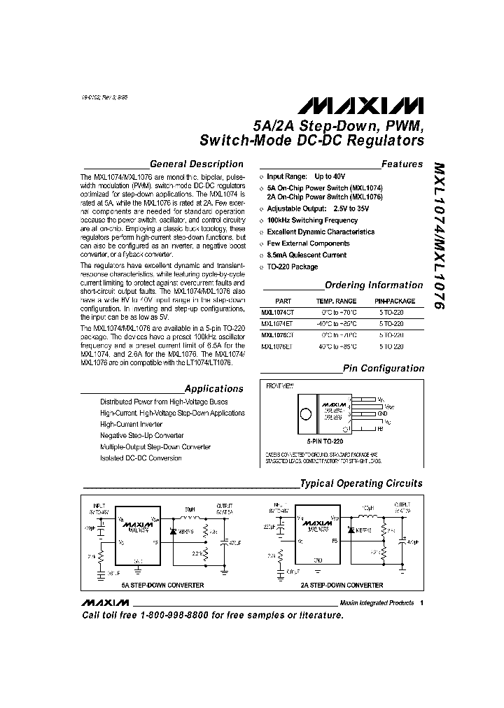 MXL1074_145687.PDF Datasheet Download --- IC-ON-LINE