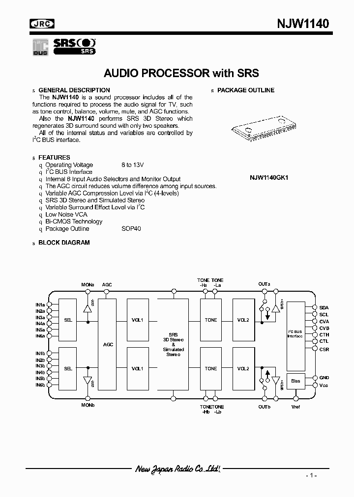 NJW1140_321938.PDF Datasheet Download --- IC-ON-LINE