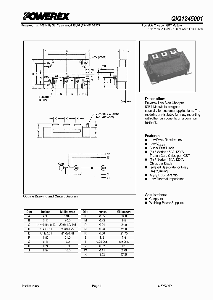 Qiq1245001 376113 Pdf Datasheet Download Ic On Line