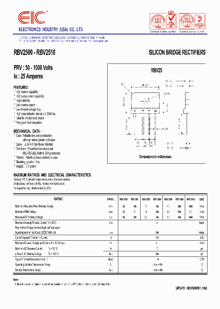 RBV2504_360954.PDF Datasheet Download --- IC-ON-LINE