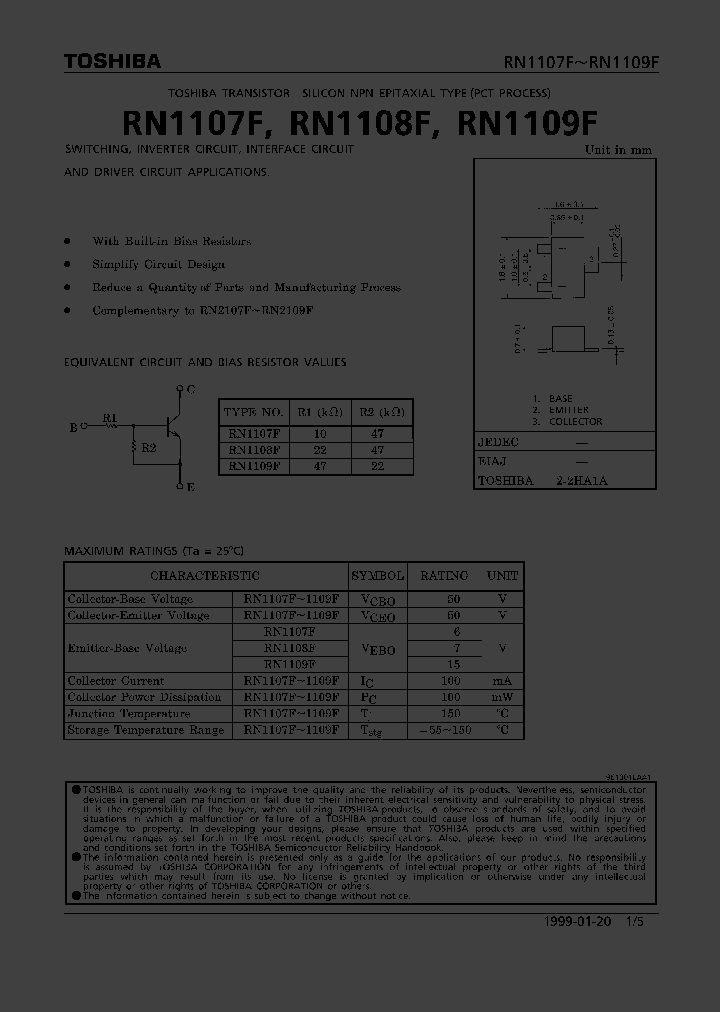 RN1109F_332449.PDF Datasheet Download --- IC-ON-LINE