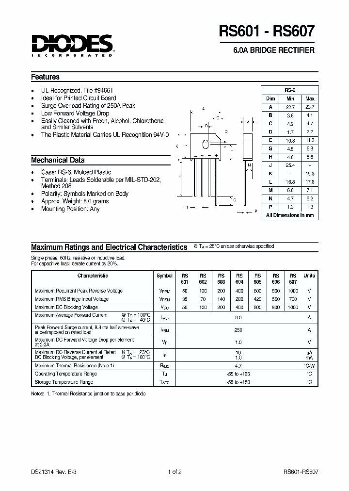 RS603_161386.PDF Datasheet Download --- IC-ON-LINE