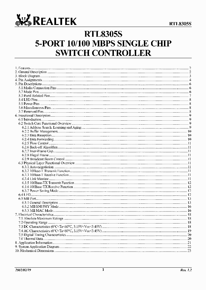 RTL8305_181595.PDF Datasheet Download --- IC-ON-LINE