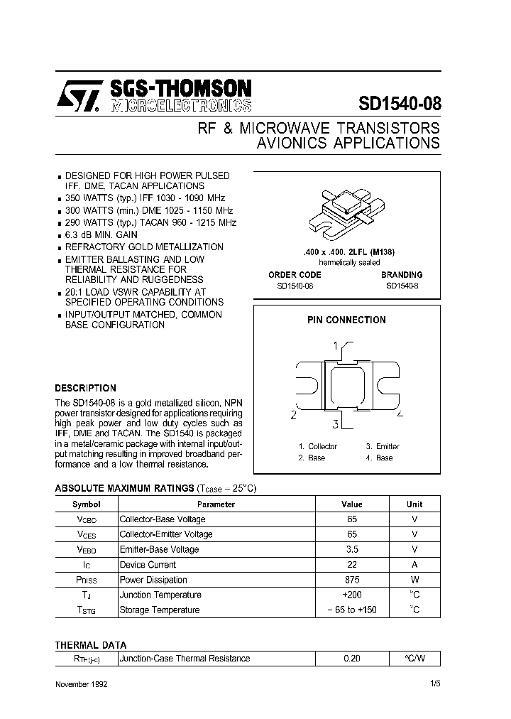 SD1540-08_315491.PDF Datasheet Download --- IC-ON-LINE