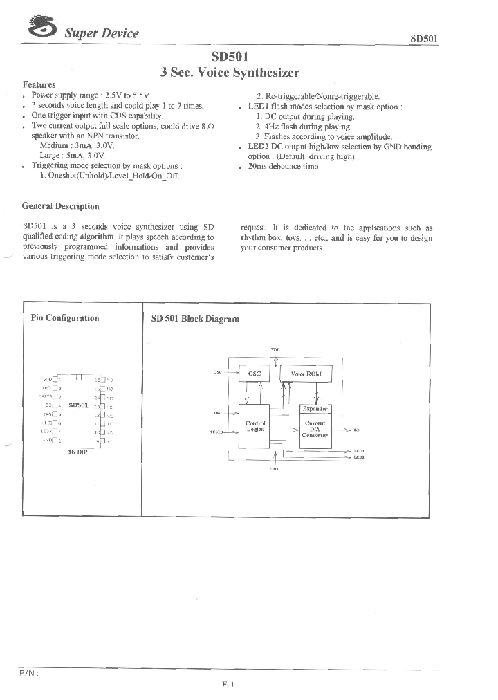 SD501_336303.PDF Datasheet Download --- IC-ON-LINE