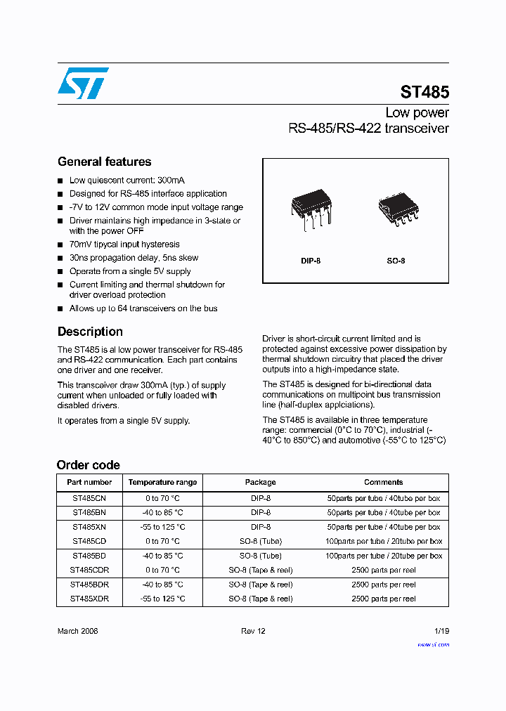 ST485_375752.PDF Datasheet Download --- IC-ON-LINE