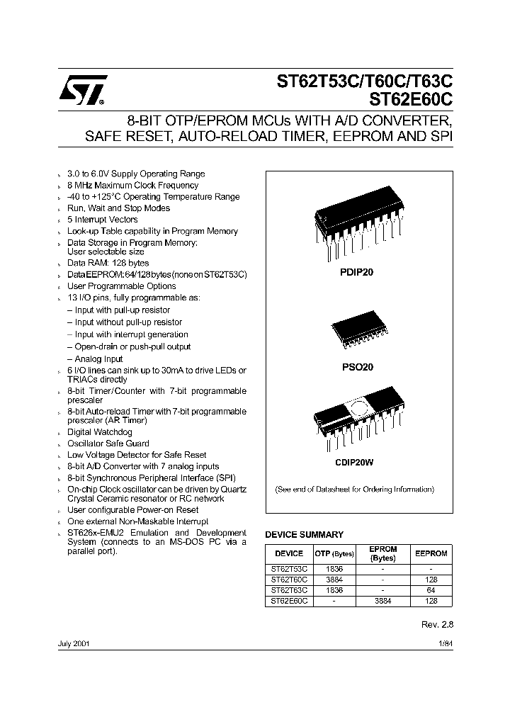ST6260C_261057.PDF Datasheet Download --- IC-ON-LINE