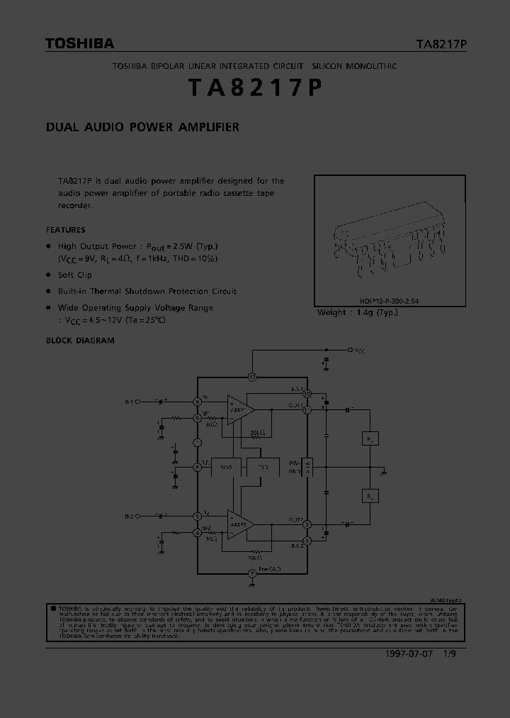 TA8217P_203046.PDF Datasheet Download --- IC-ON-LINE