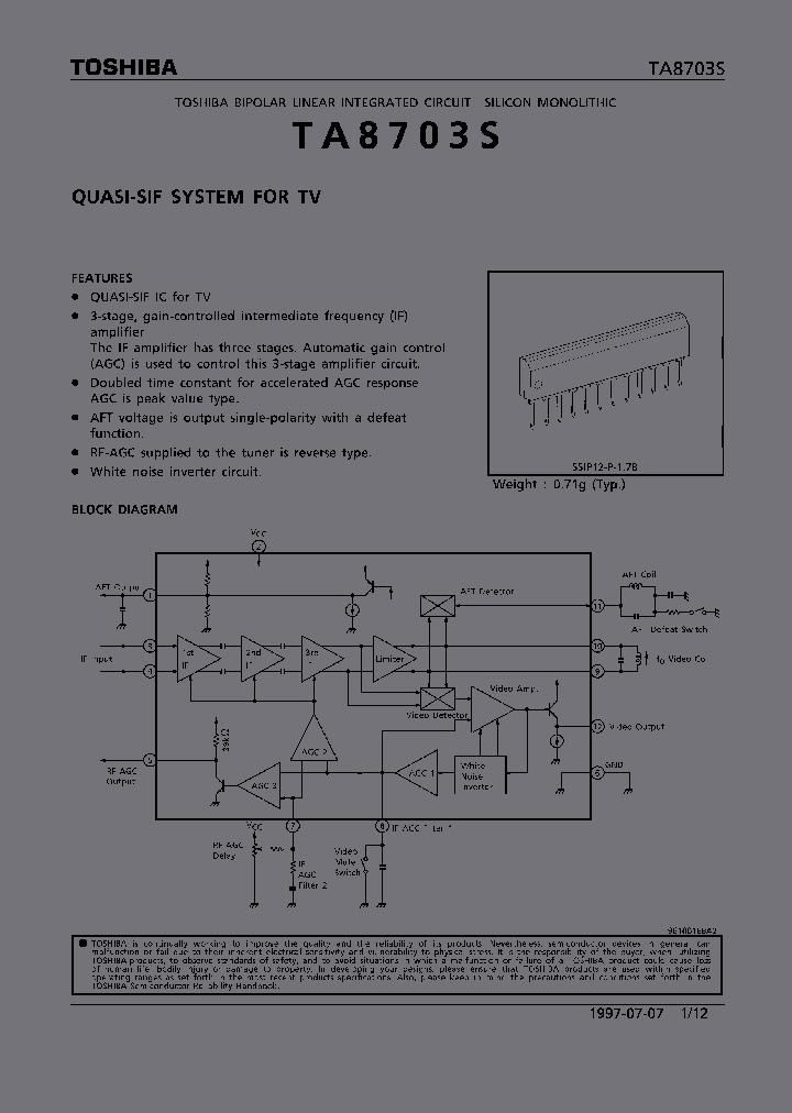 TA8703_71876.PDF Datasheet Download --- IC-ON-LINE
