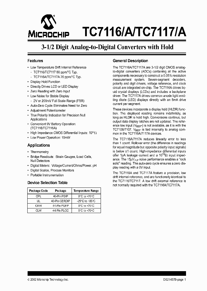 TC7116CPL_271566.PDF Datasheet Download --- IC-ON-LINE