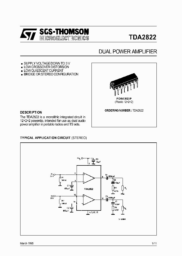 TDA2822_384410.PDF Datasheet Download --- IC-ON-LINE