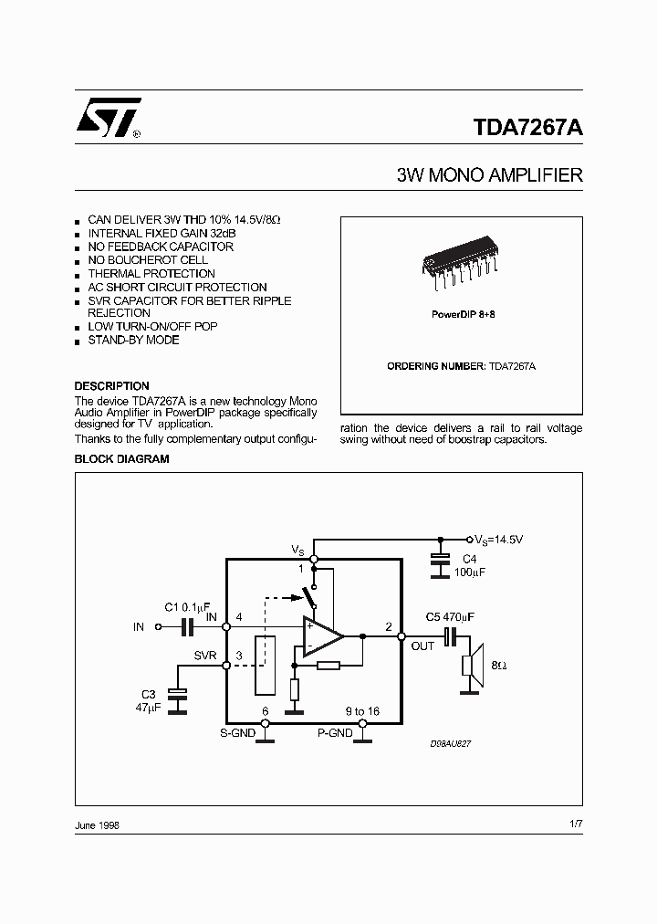 TDA7267A_372094.PDF Datasheet Download --- IC-ON-LINE