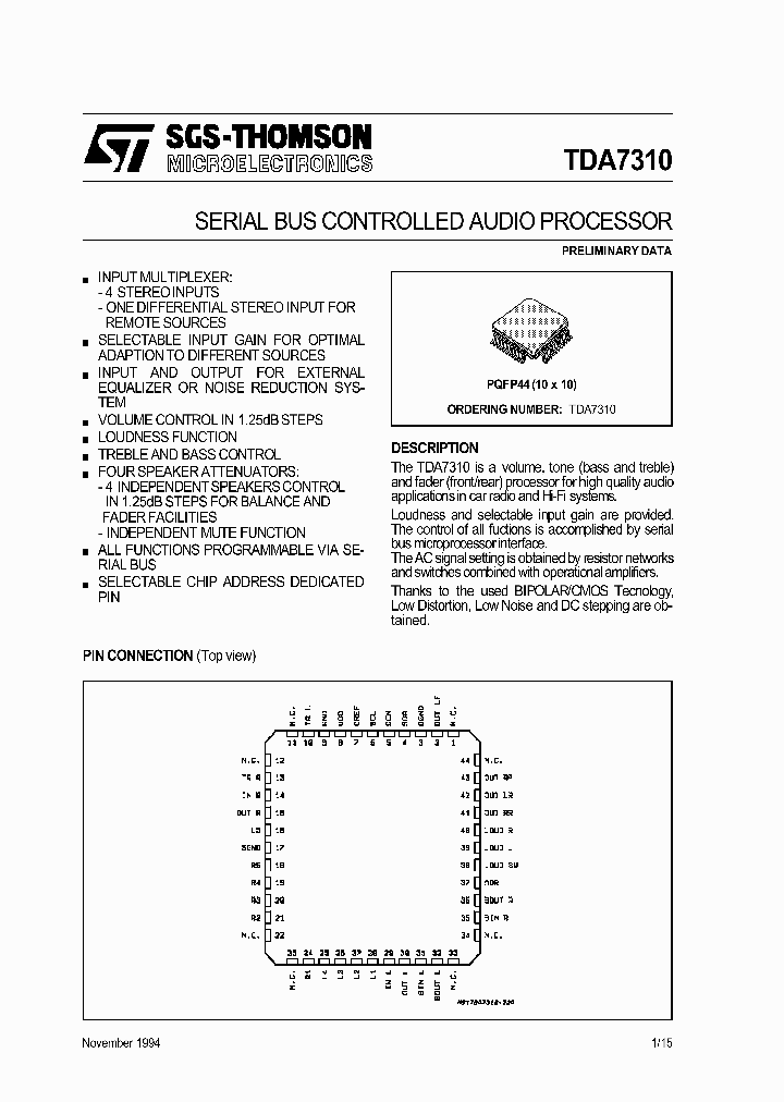TDA7310_365813.PDF Datasheet Download --- IC-ON-LINE