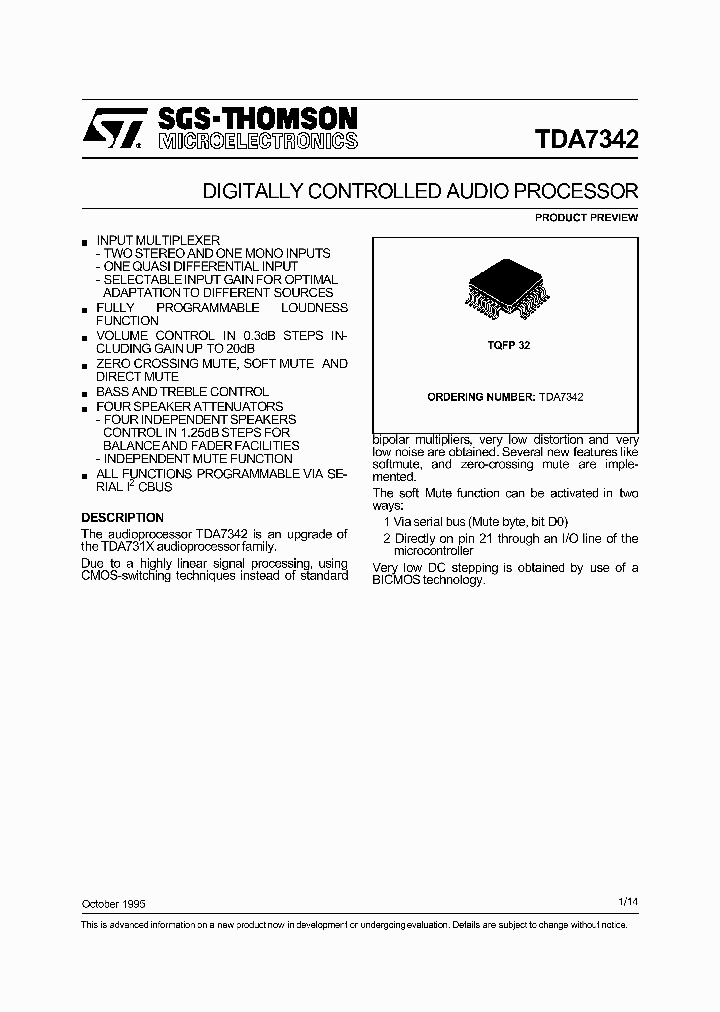 TDA7342_191127.PDF Datasheet Download --- IC-ON-LINE