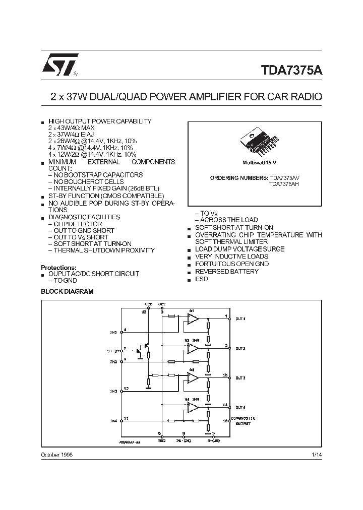 TDA7375A_318002.PDF Datasheet Download --- IC-ON-LINE