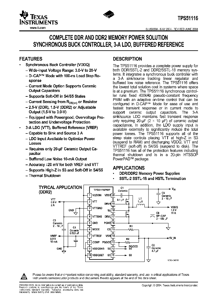 TPS51116_362910.PDF Datasheet Download --- IC-ON-LINE