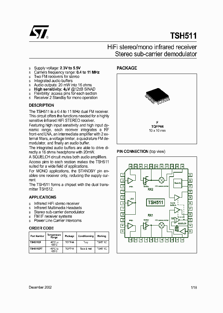 TSH511_196579.PDF Datasheet Download --- IC-ON-LINE