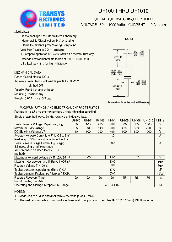 UF1010_334980.PDF Datasheet Download --- IC-ON-LINE