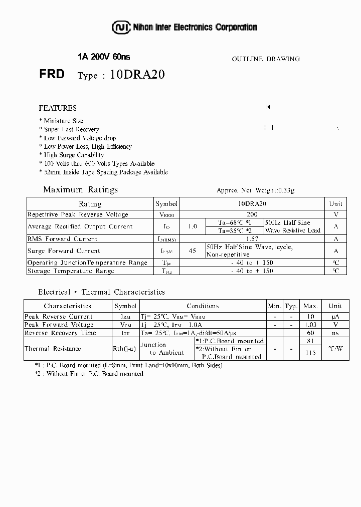 10DRA20_391761.PDF Datasheet Download --- IC-ON-LINE