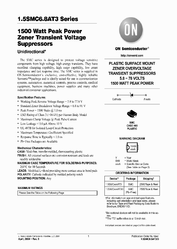 15SMC12A_397209.PDF Datasheet Download --- IC-ON-LINE