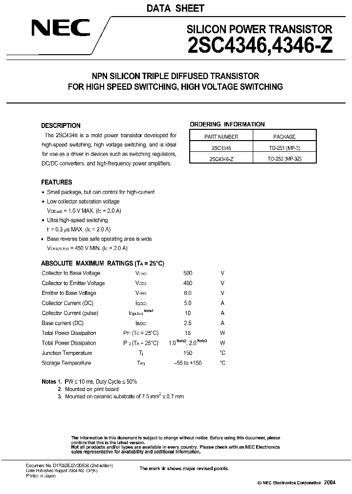 2SC4346-Z_428825.PDF Datasheet Download --- IC-ON-LINE