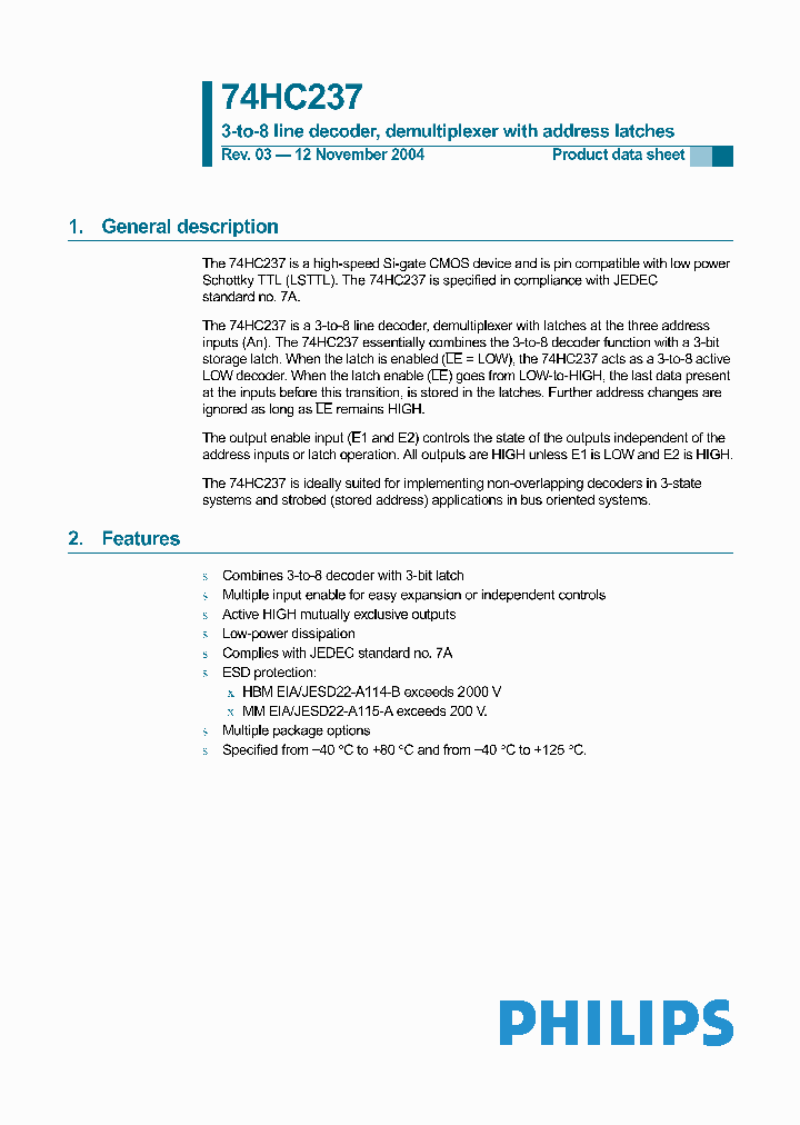 74HC237N_413351.PDF Datasheet Download --- IC-ON-LINE