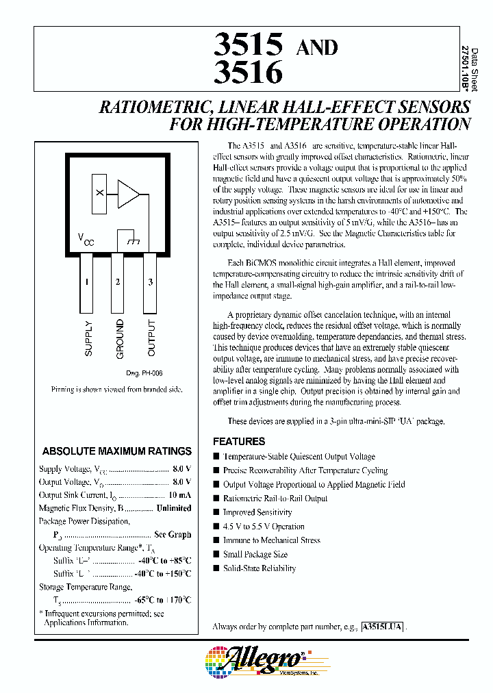 A3516EUA_411770.PDF Datasheet Download --- IC-ON-LINE