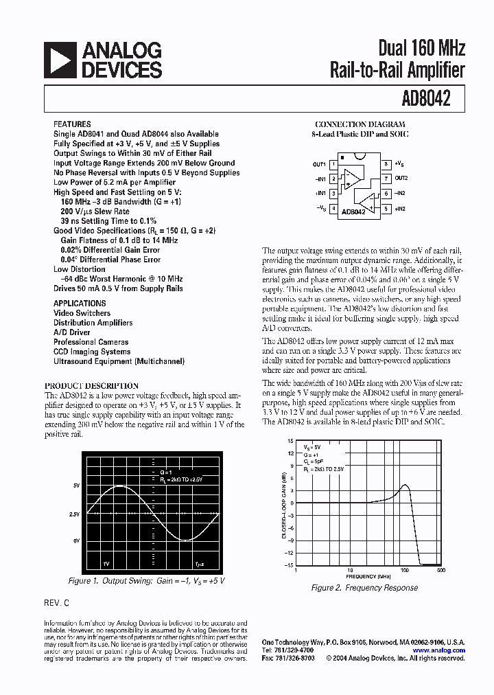 AD8042ARZ_405682.PDF Datasheet Download --- IC-ON-LINE