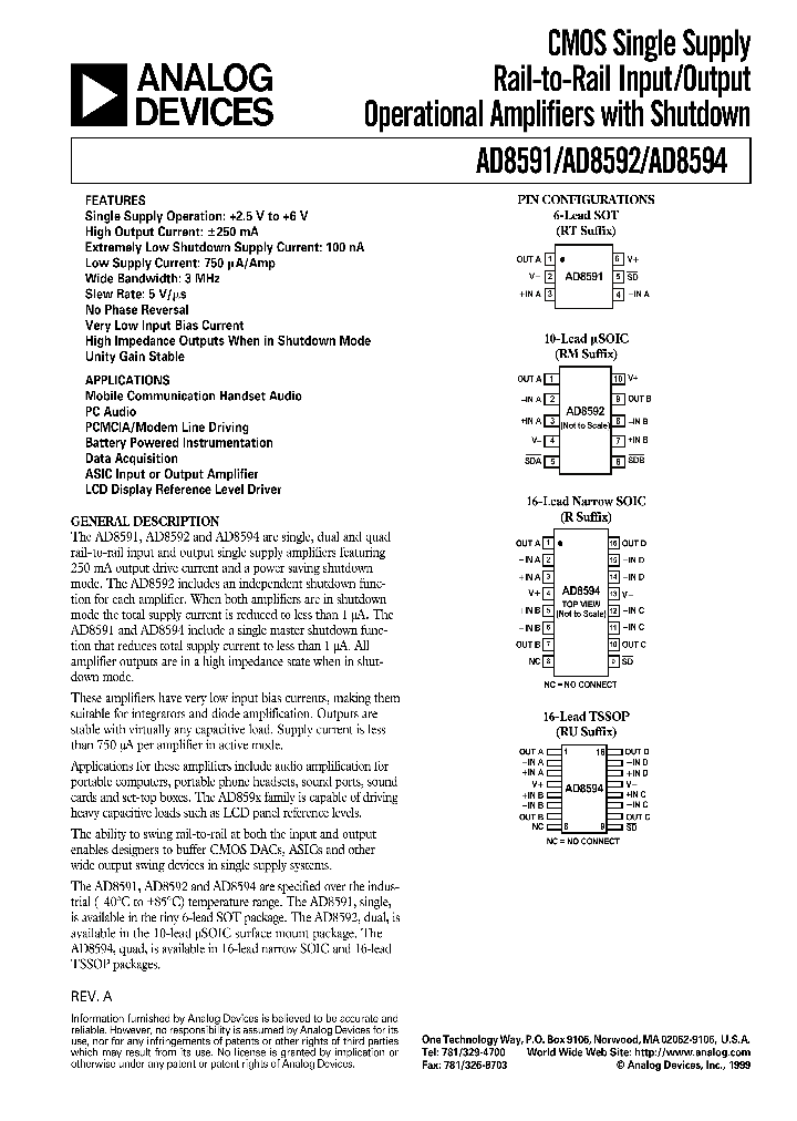 AD8594_115954.PDF Datasheet Download --- IC-ON-LINE