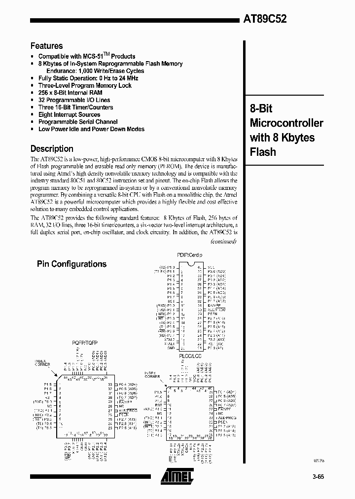 AT89C52_394431.PDF Datasheet Download --- IC-ON-LINE