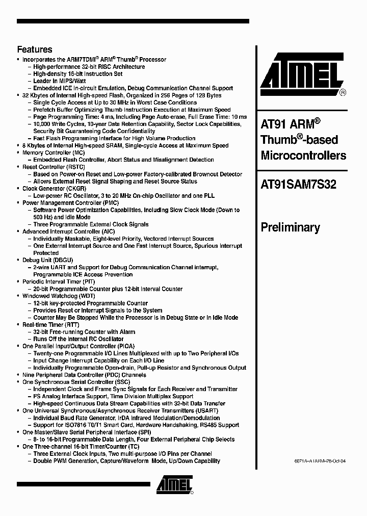 AT91SAM7S32_391065.PDF Datasheet Download --- IC-ON-LINE