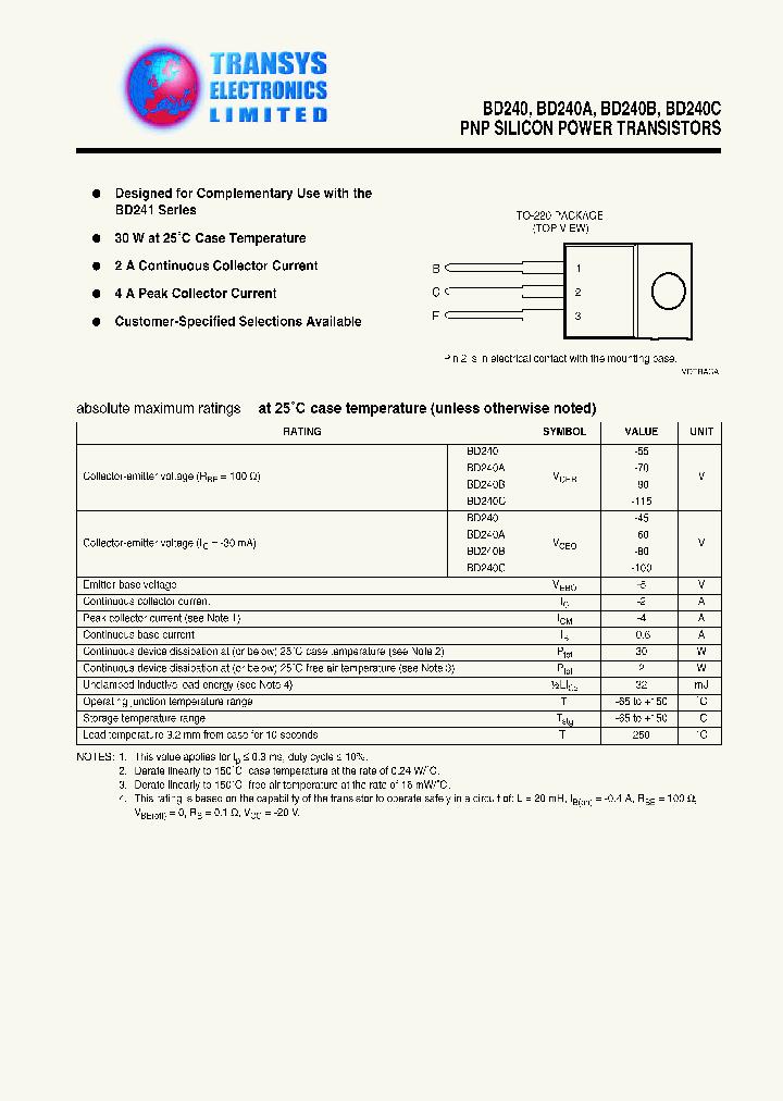 BD240C_411583.PDF Datasheet Download --- IC-ON-LINE
